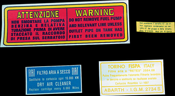 Stickers set for engine (4 pieces).