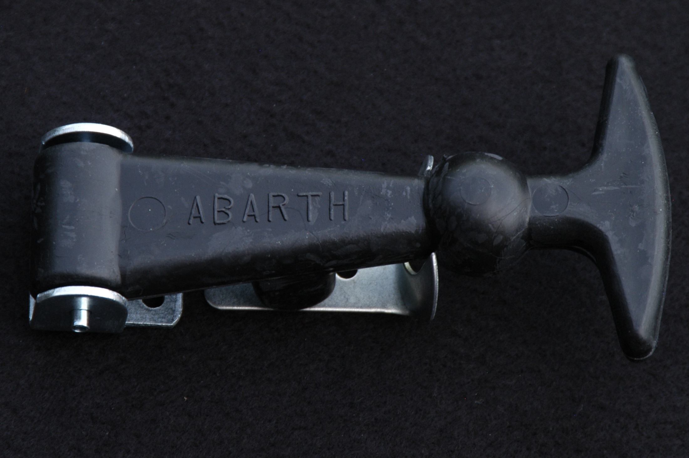 Abarth rubber bonnet fastener with mounting hardware. High