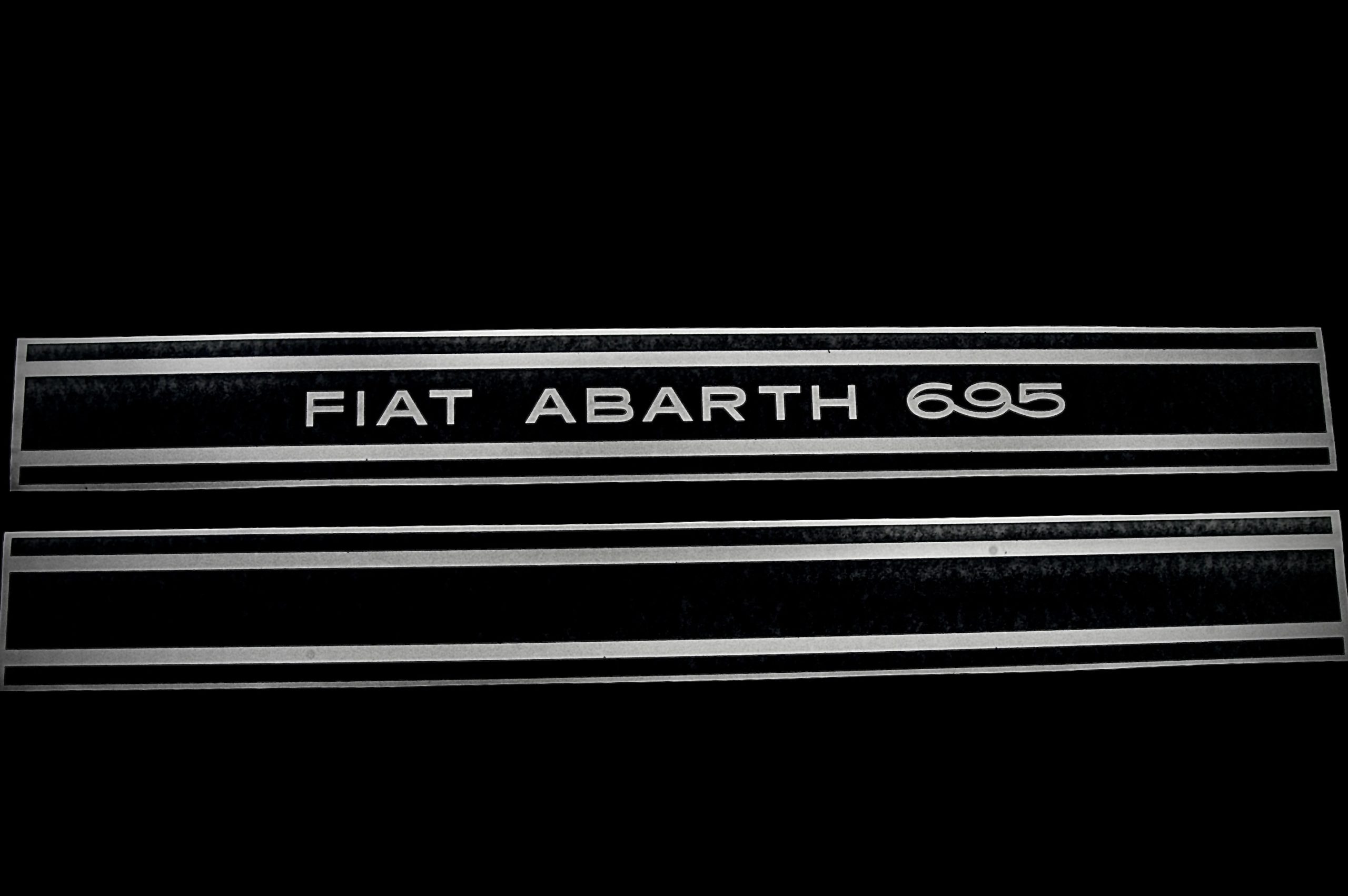 Fiat Abarth 695 side decals black over transparent ( 4 pieces ).